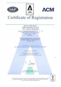 Our Certificate – INTI INDAH
